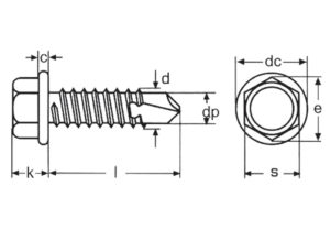 DIN 7504 K wkręt samowiercący do metalu z łbem sześciokątnym – ISO ...